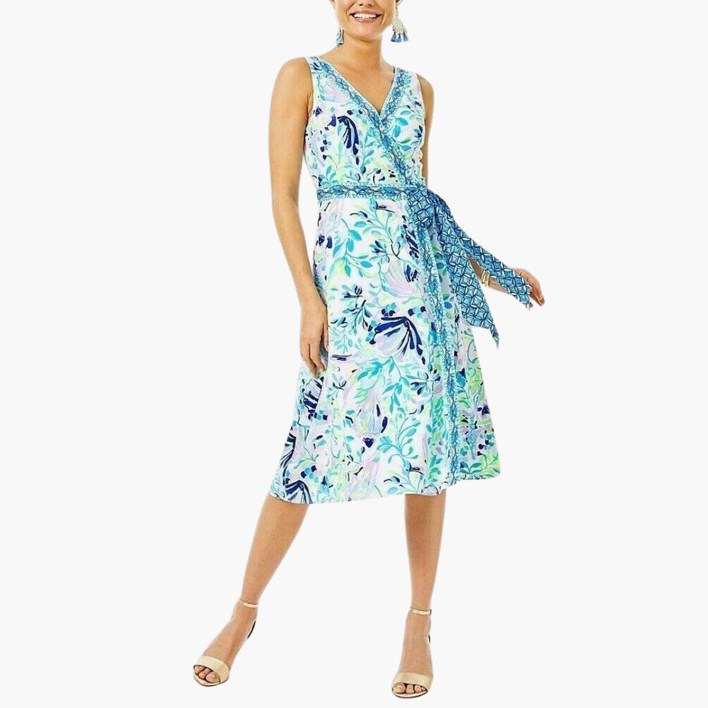 Lilly Pulitzer Shaylee Wrap Dress Resort White Shell … - Gem